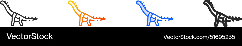 Dinosaur iconthin linear gradient blue stroke Vector Image