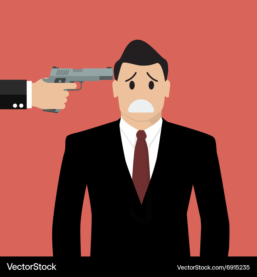 Gun point to businessman head Royalty Free Vector Image