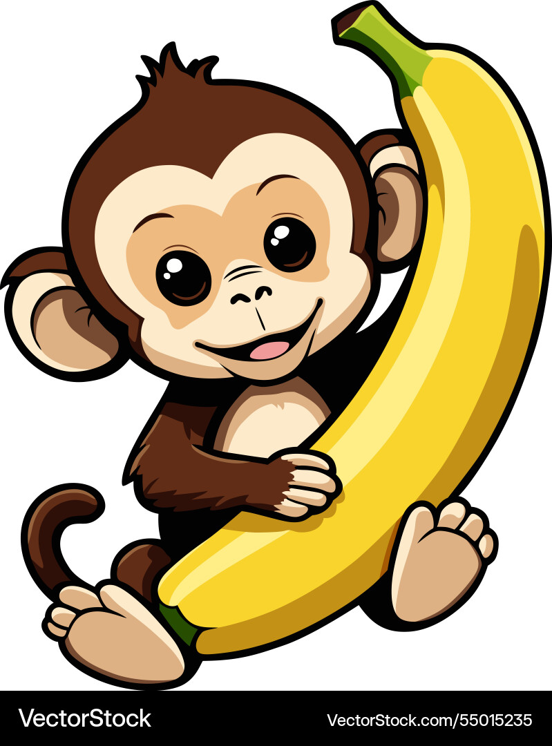 Monkey with banana Royalty Free Vector Image - VectorStock