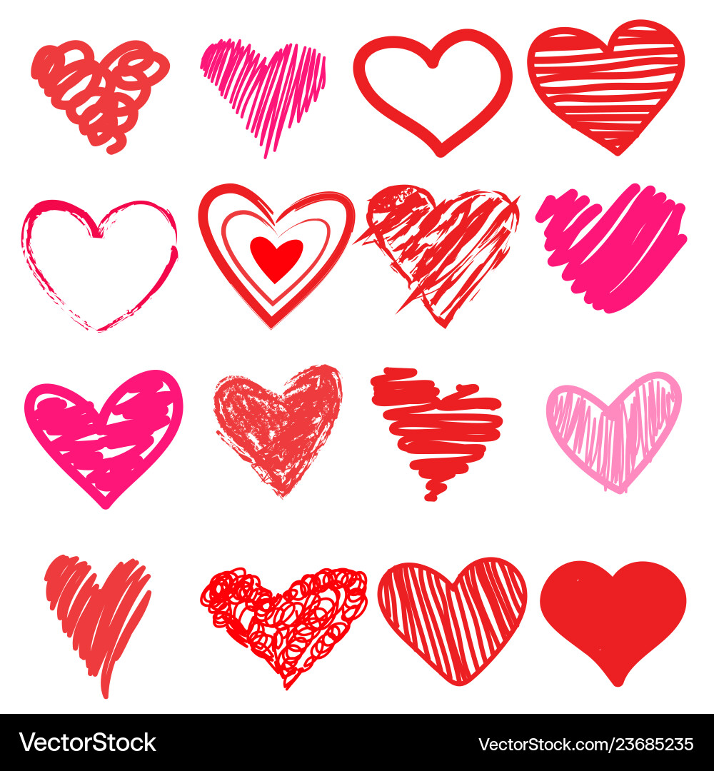 Red heart hand drawn Royalty Free Vector Image
