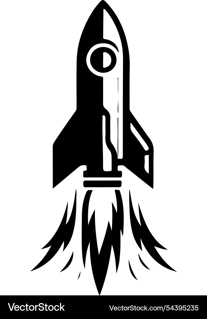 Rocket launch silhouette Royalty Free Vector Image