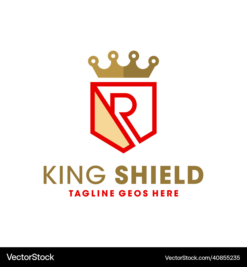 Shield king logo with letter r Royalty Free Vector Image