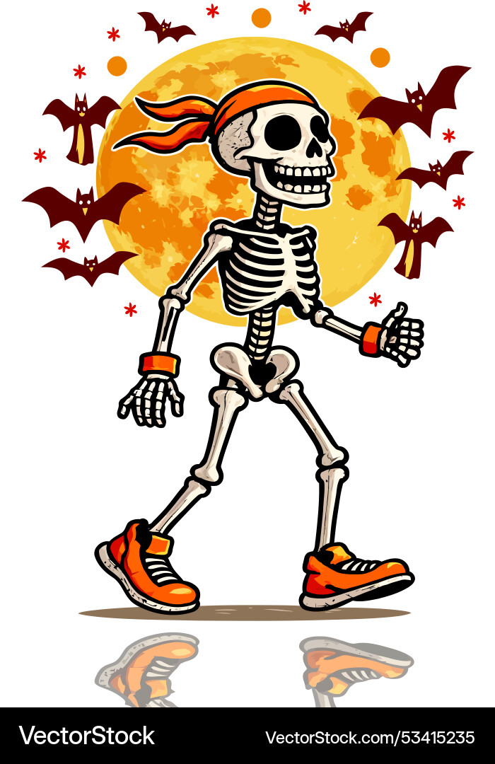 Spooky skeleton jogger halloween awaits Royalty Free Vector