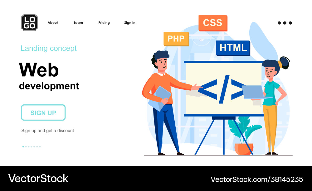 Web development concept team programmers Vector Image