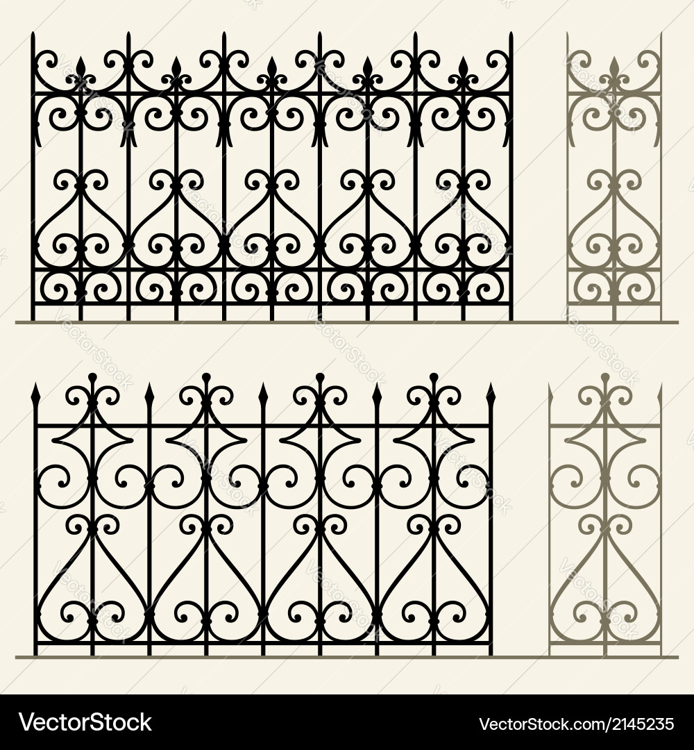 Wrought iron modular railings and fences Vector Image