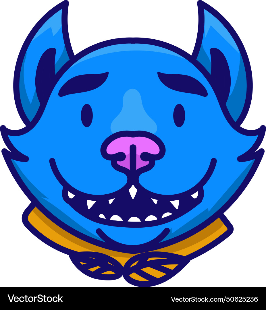 Blue dog face smiling isolated on white background