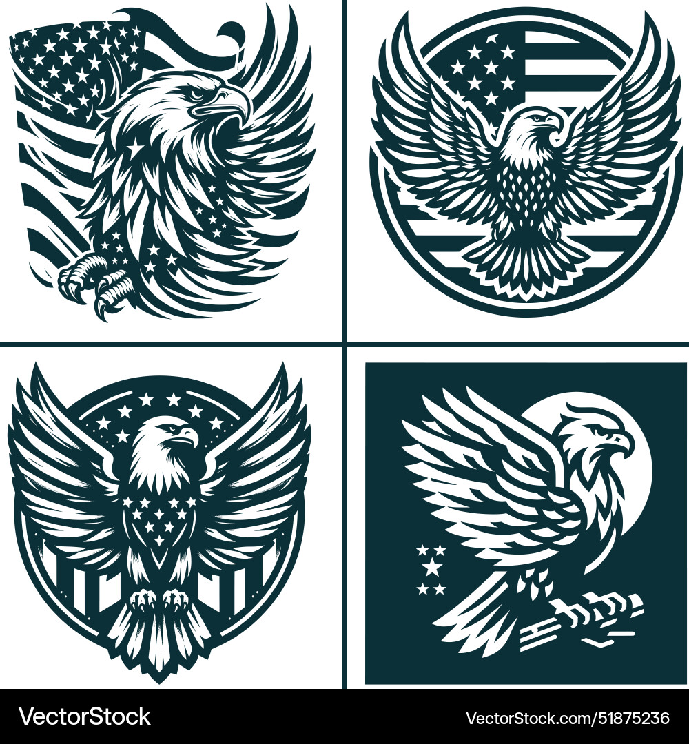 Eagle with flag silhouette filesoutline ea Vector Image