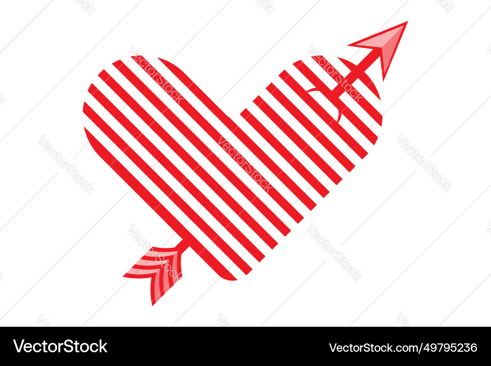 Hatch decorated heart shape icon symbol Royalty Free Vector