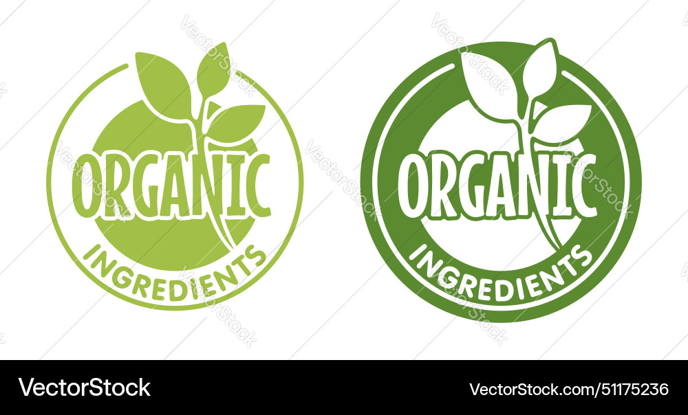 Organic ingredients stamp in circular badge Vector Image