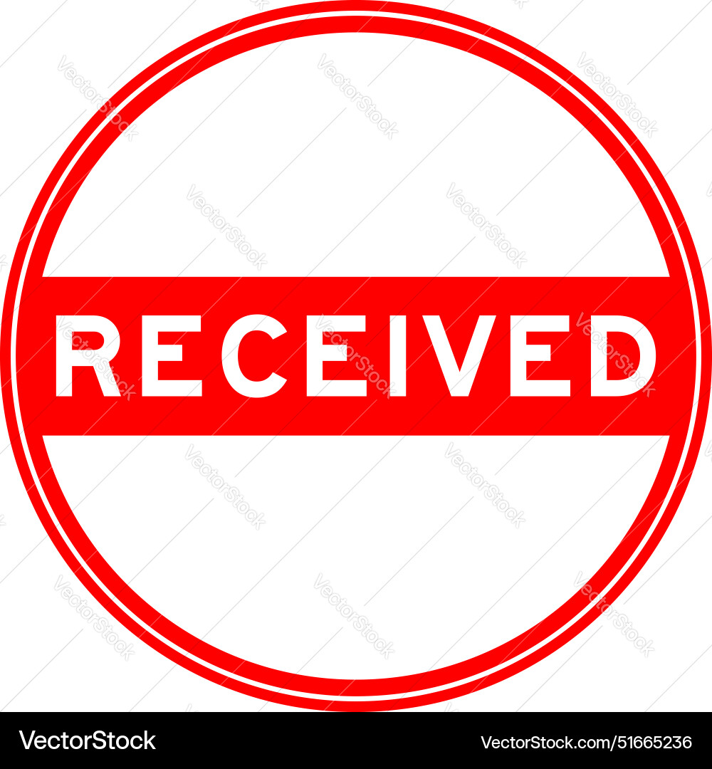 Red color round seal sticker in word received Vector Image