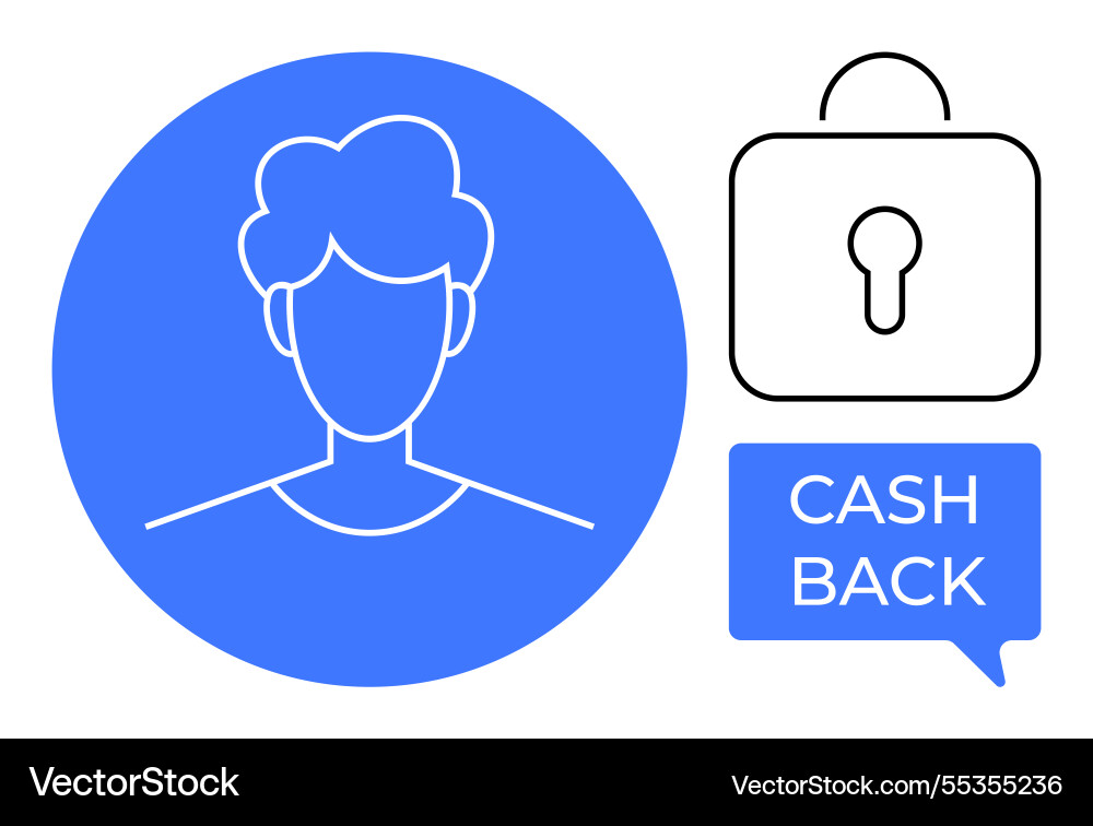 Simplified human portrait within blue circle Vector Image