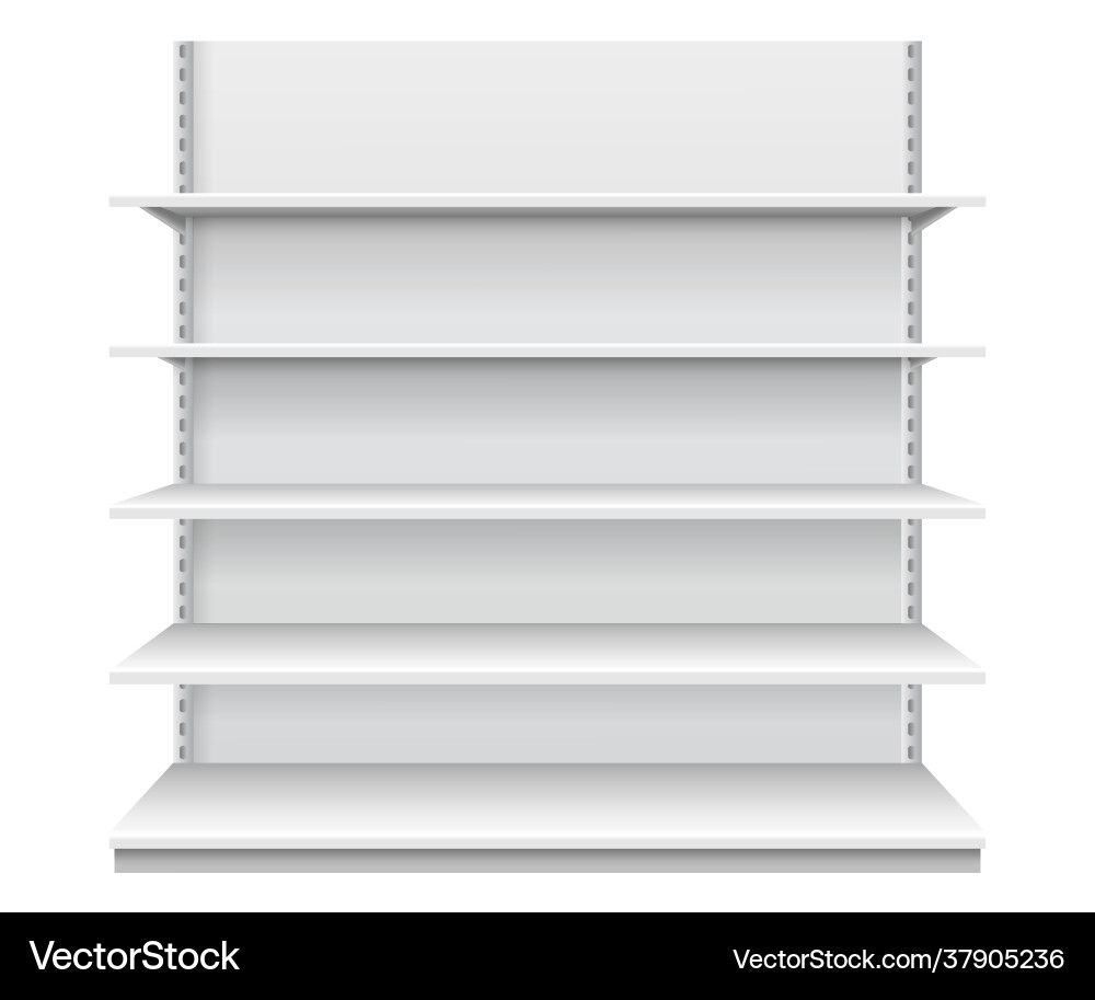 Store shelves white empty supermarket shelf Vector Image