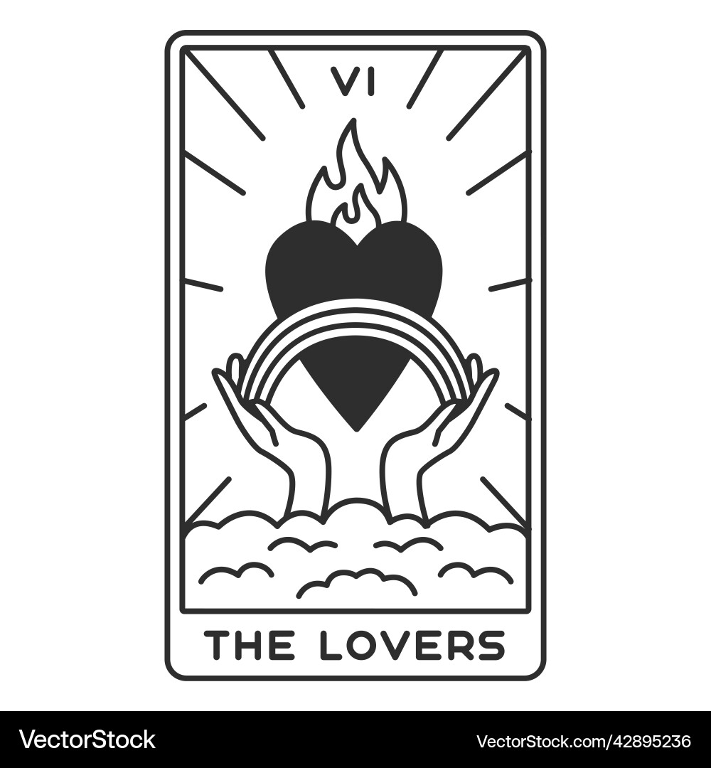 Tarot card the lovers filled stroke high quality Vector Image