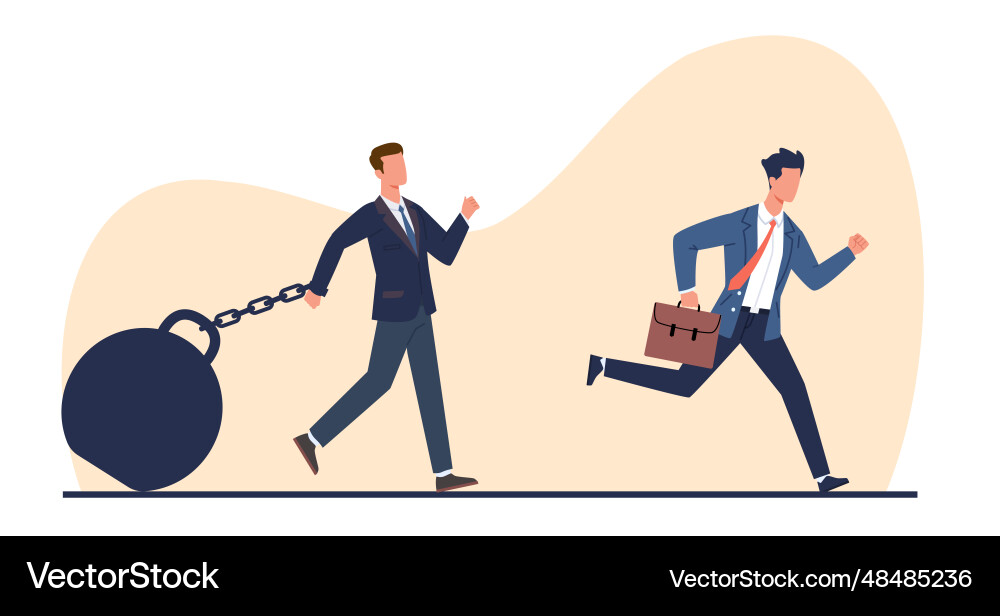 Unfair competition businessman competes Royalty Free Vector