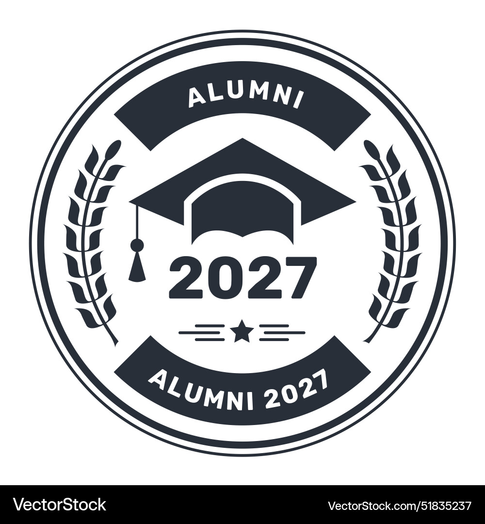 Alumni annual emblem student graduation hat Vector Image