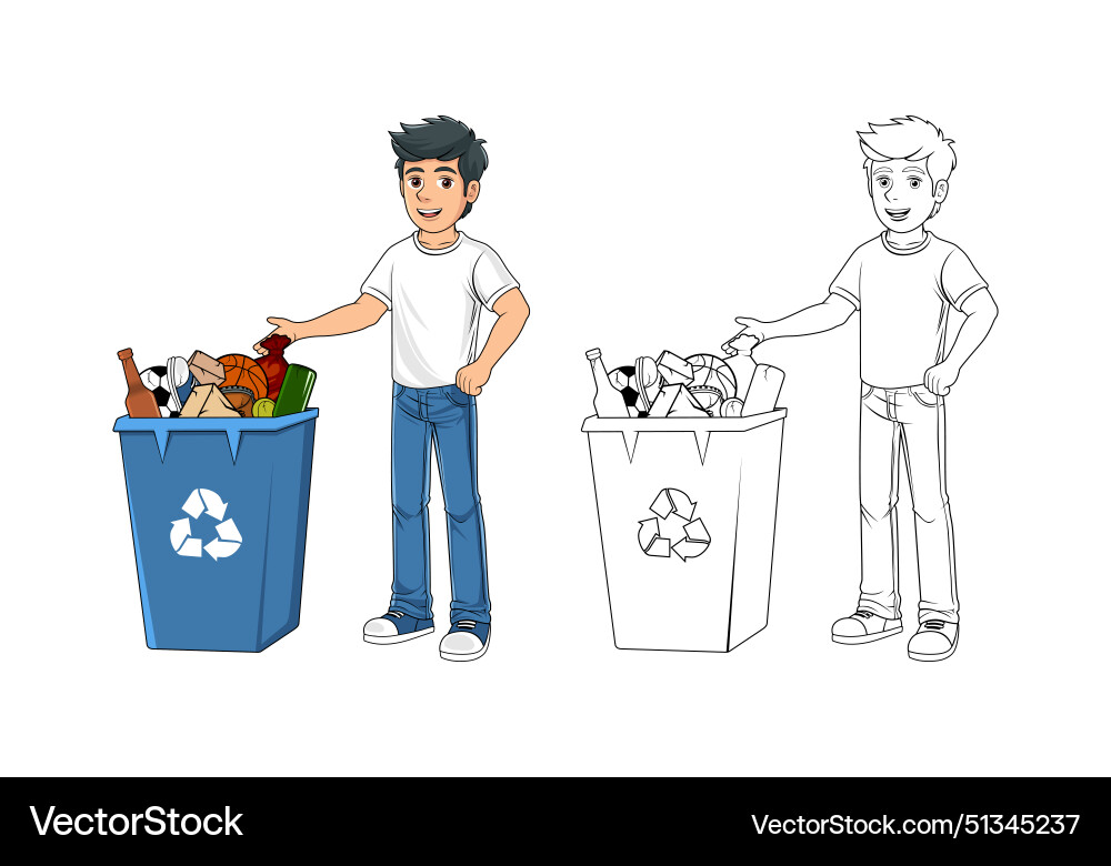 Cartoon character and trash design Royalty Free Vector Image