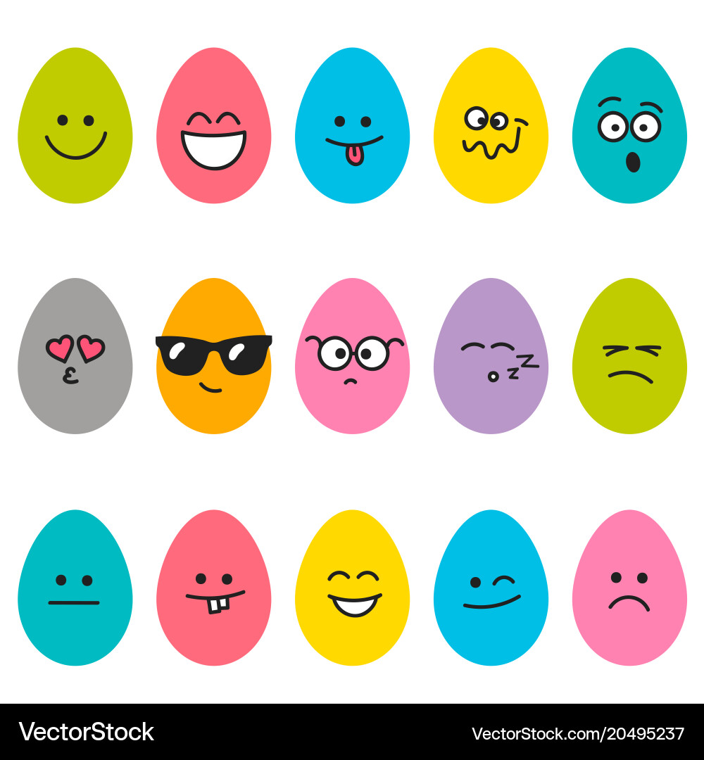 Cute easter eggs with different emotions Vector Image