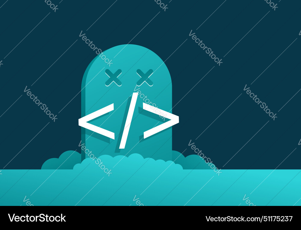Dead programming language - dated software Vector Image Dead programming language - dated software Vector Image