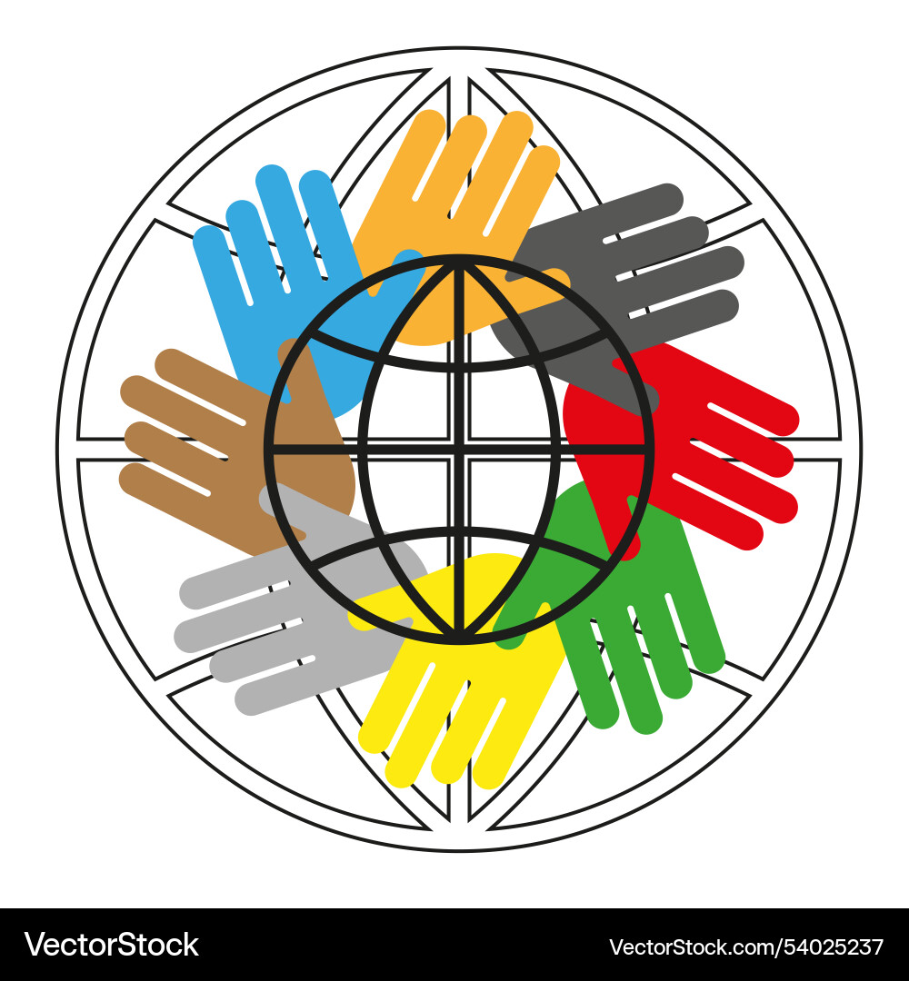 Diverse hands circle global unity symbol Vector Image