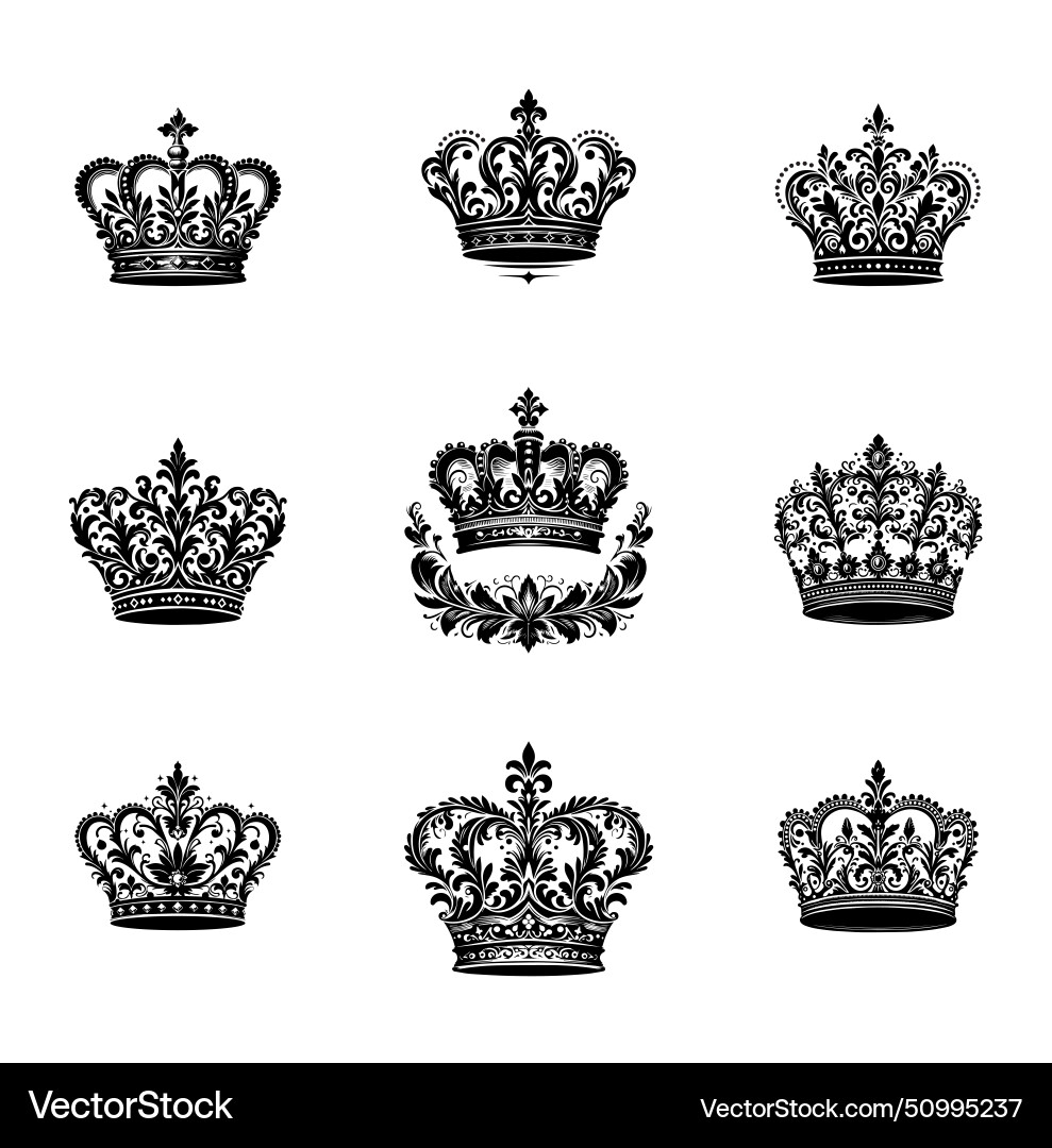 Elegant detailed classic crowns Royalty Free Vector Image