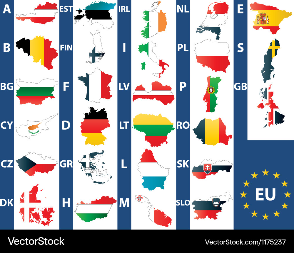 European Union Map Collection Royalty Free Vector Image