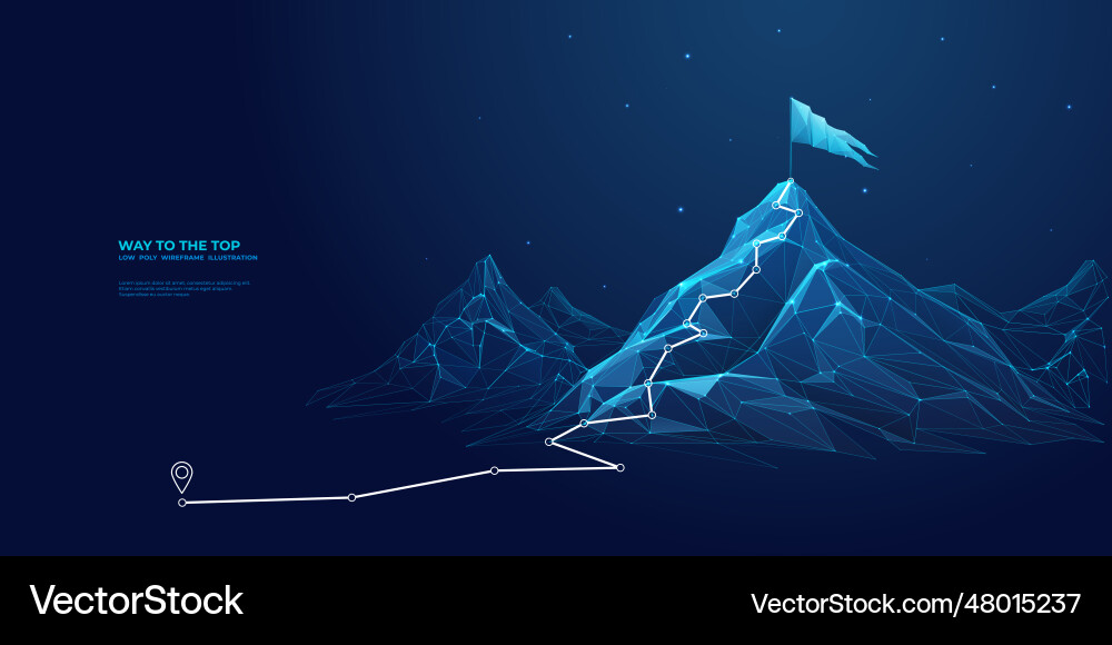 Mountain with a path to the top way goal Vector Image