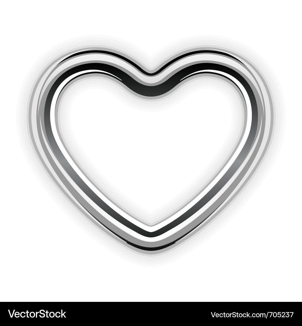 Silver metal heart shape Royalty Free Vector Image