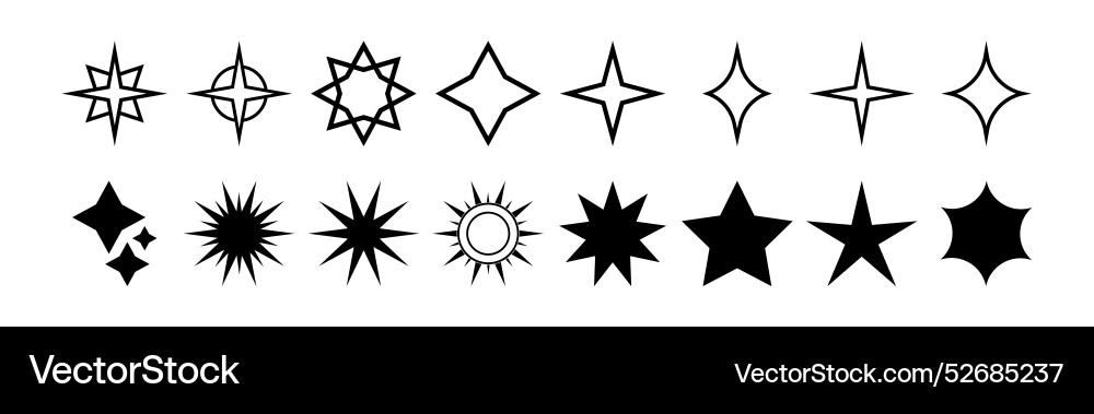 Simple minimalist stars sparkles Royalty Free Vector Image