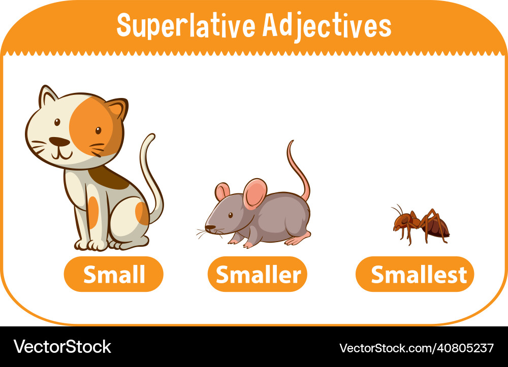 Superlative adjectives for word small Royalty Free Vector