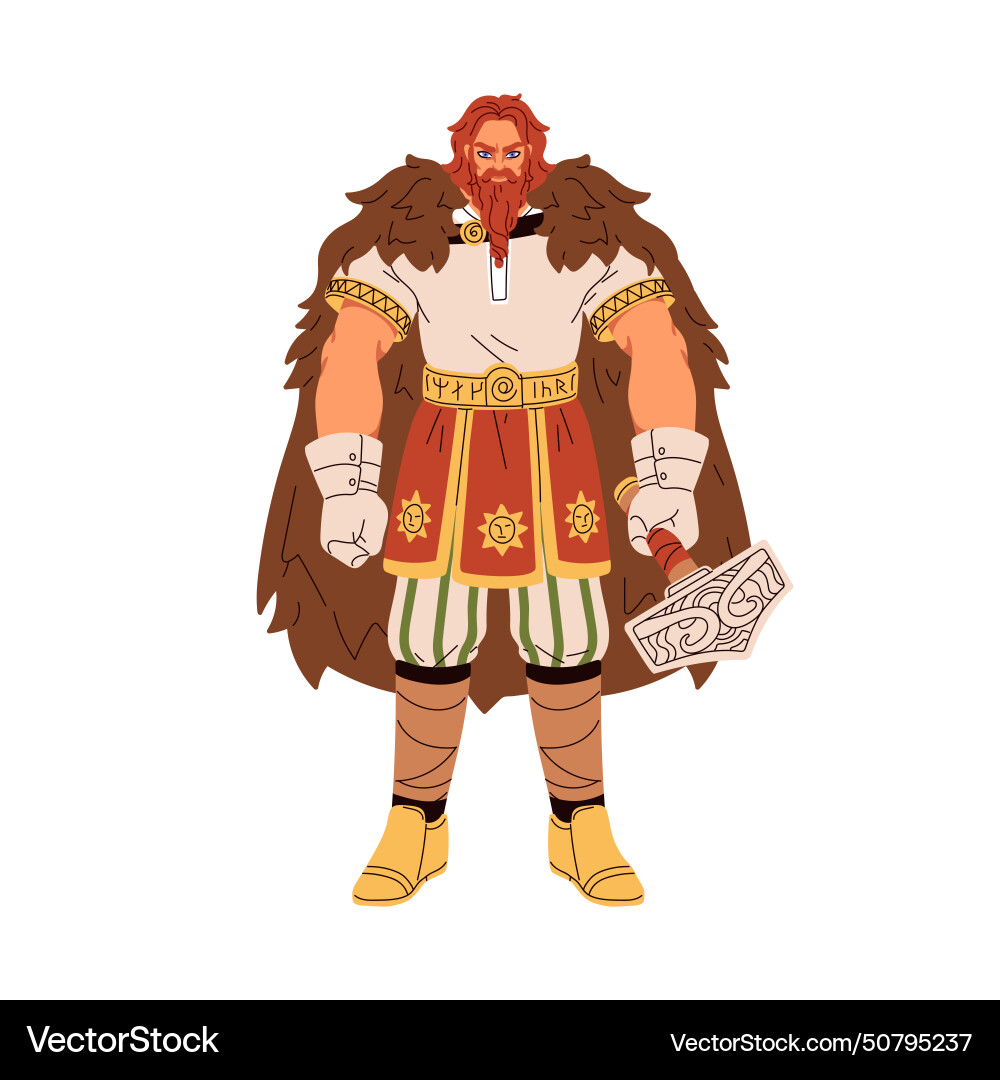 Thor pagan deity ancient nordic god barbarian Vector Image