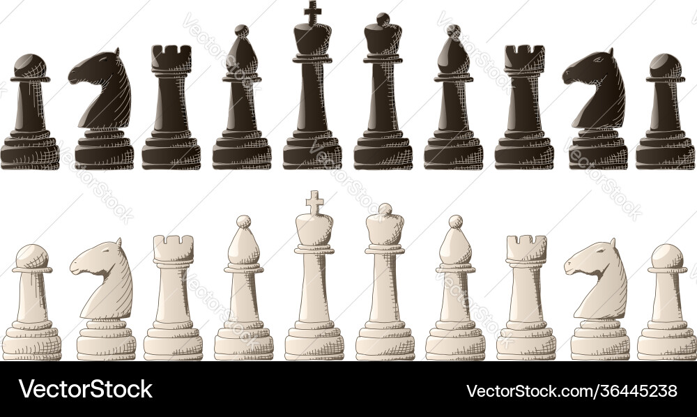 Chess Piece Sketch Set Royalty Free Vector Image