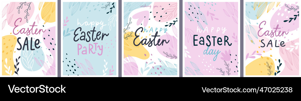 Floral Easter Cards with Lettering Royalty Free Vector Image