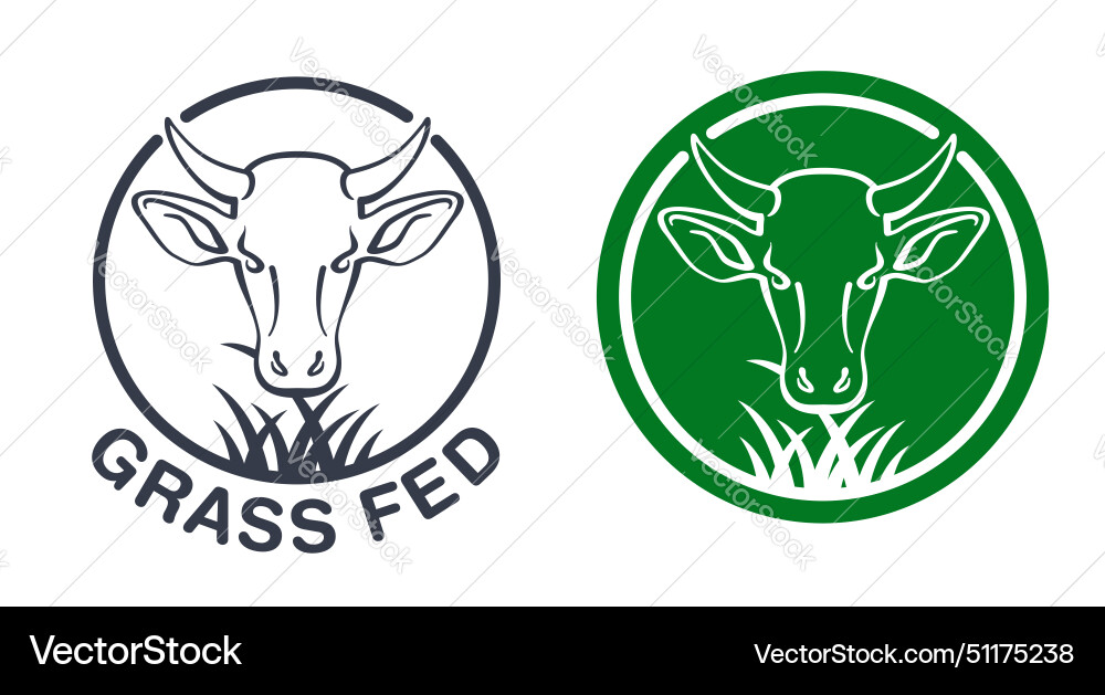 Grass-fed flat label for beef Royalty Free Vector Image