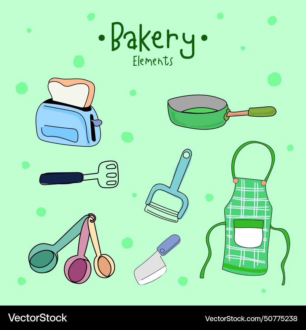 Kitchen utensils and bakery tools doodle Vector Image
