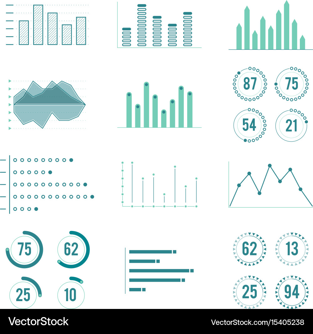 Linear charts graphs and progress bar Royalty Free Vector