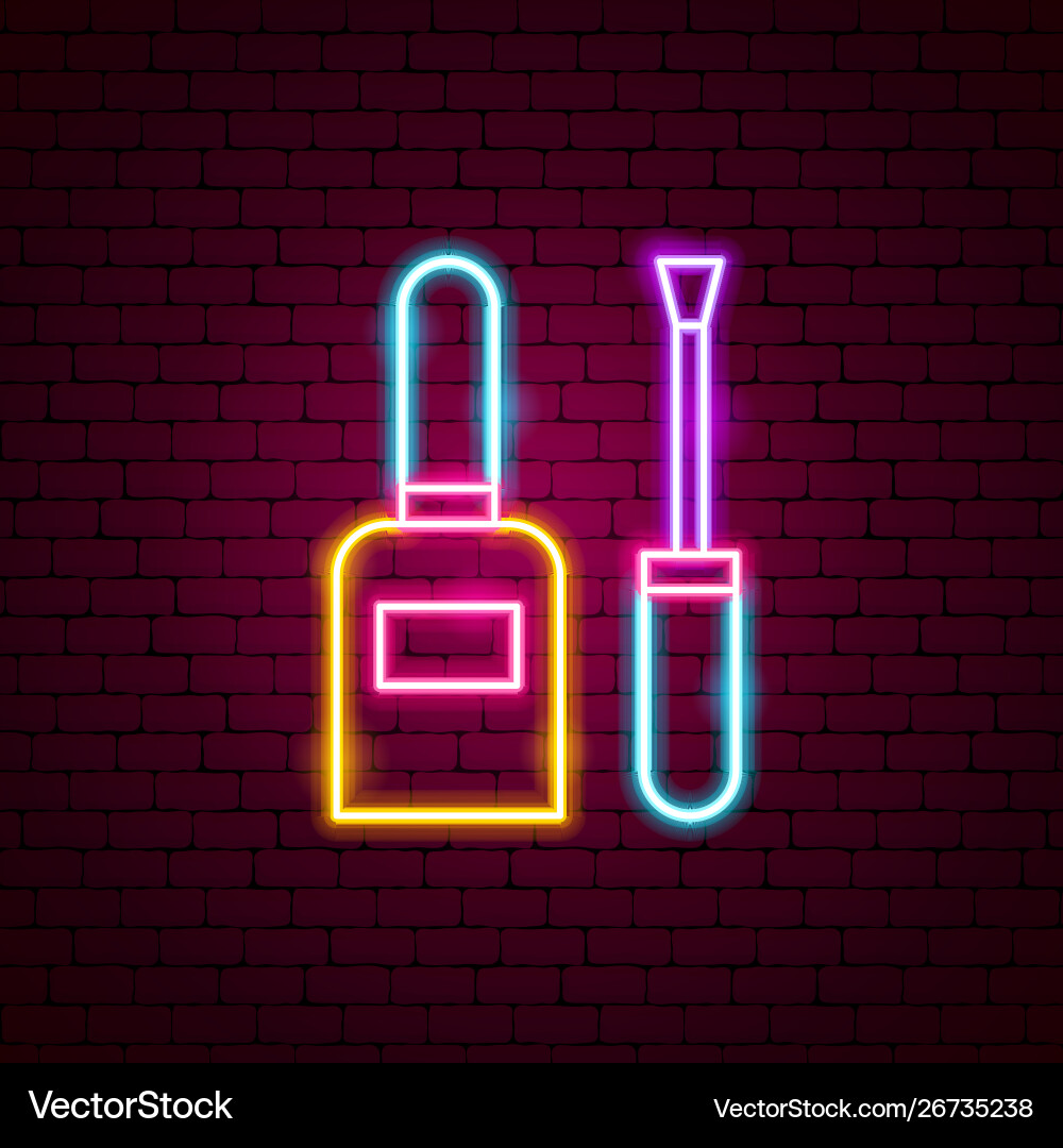 Neon Nail Polish Sign Royalty Free Vector Image