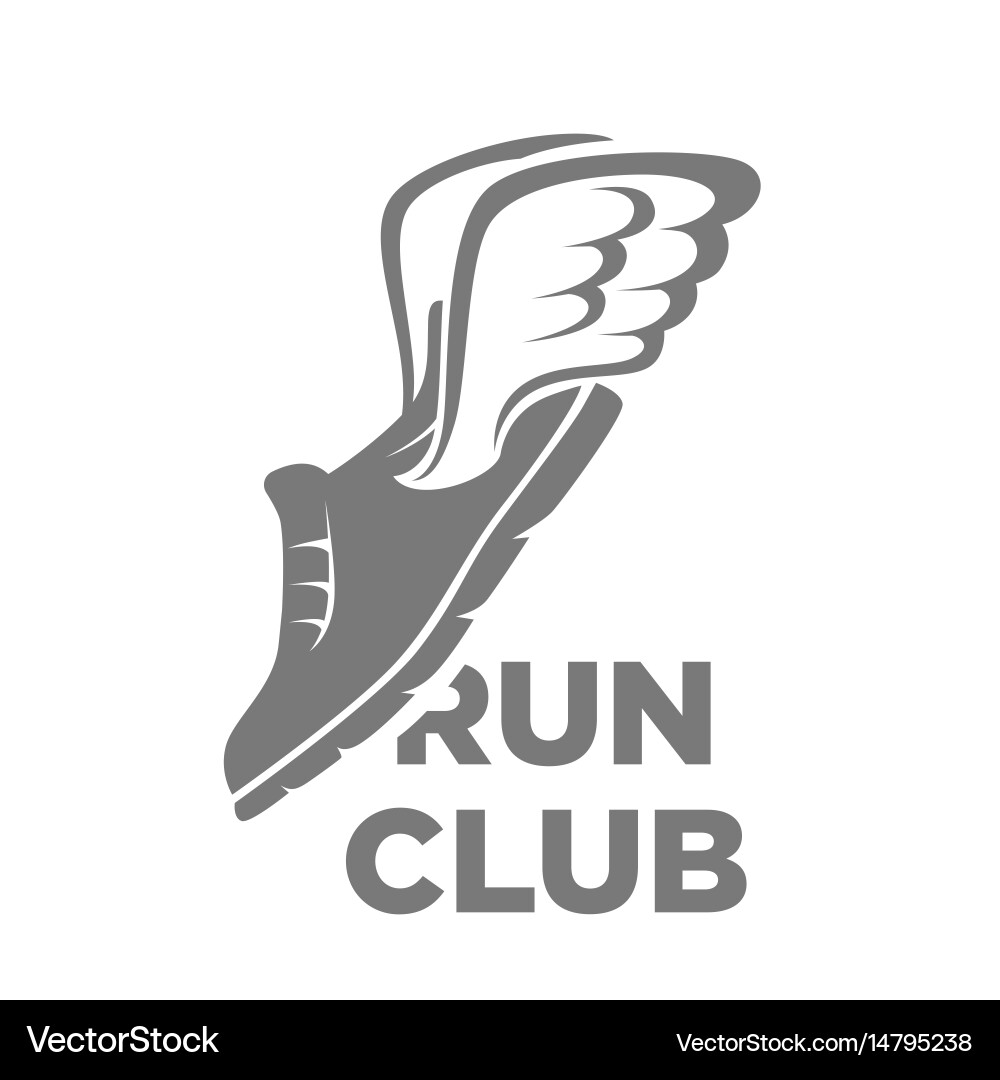 Professional run club logotype with flying shoe Vector Image