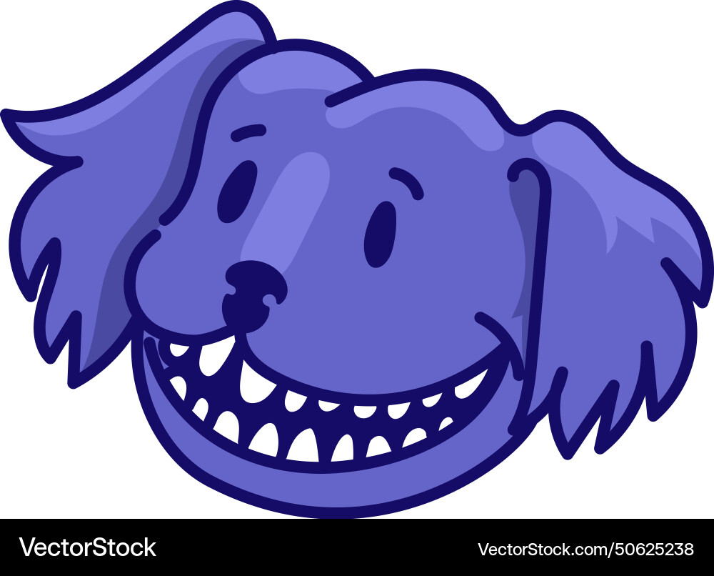 Smiling dog face line drawing isolated on white Vector Image
