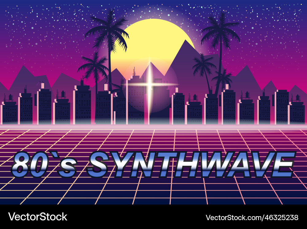 Synthwave 80 s banner vaporwave aesthetic Vector Image
