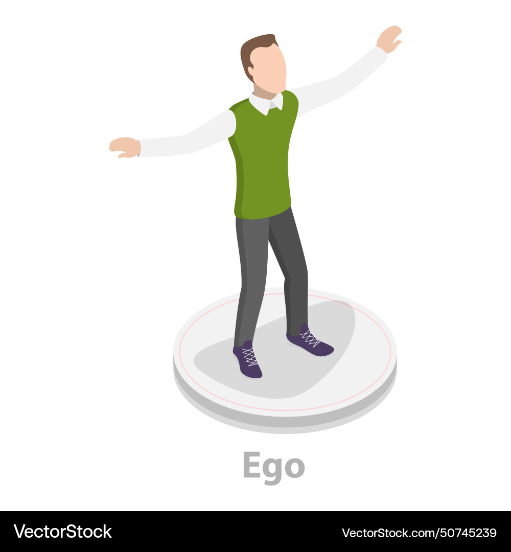 3d isometric flat of id ego Royalty Free Vector Image