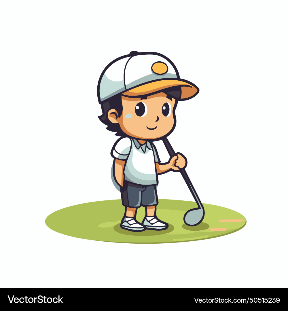 A little boy playing golf character design Vector Image