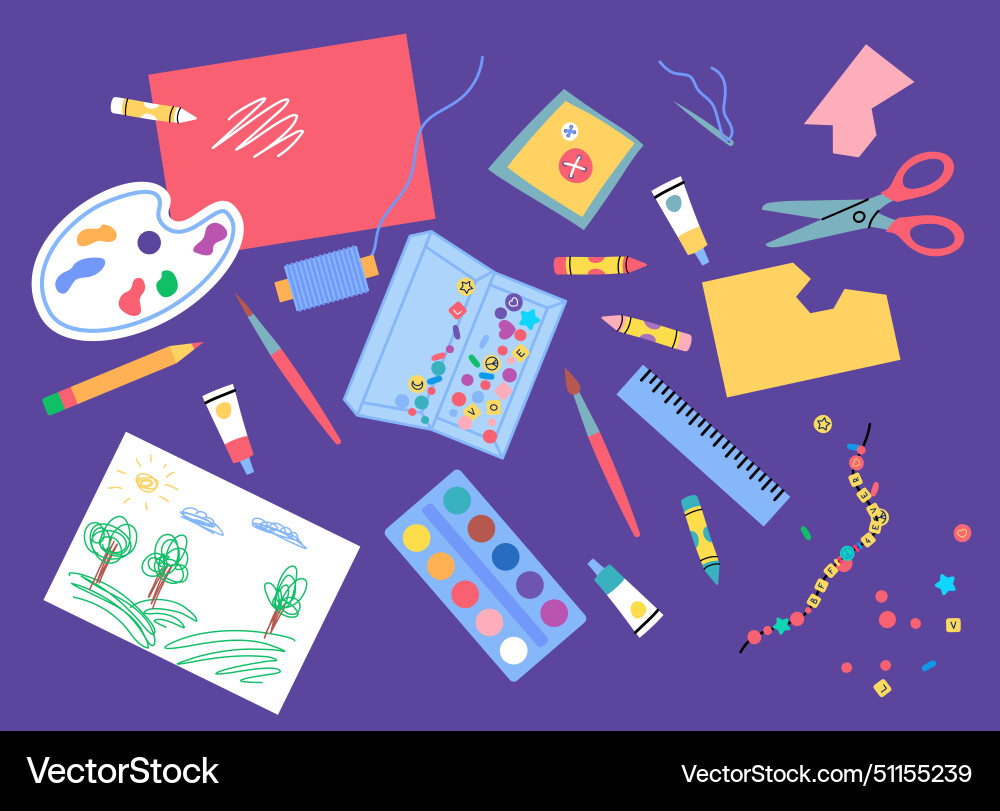Cartoon color creative lab element set Royalty Free Vector