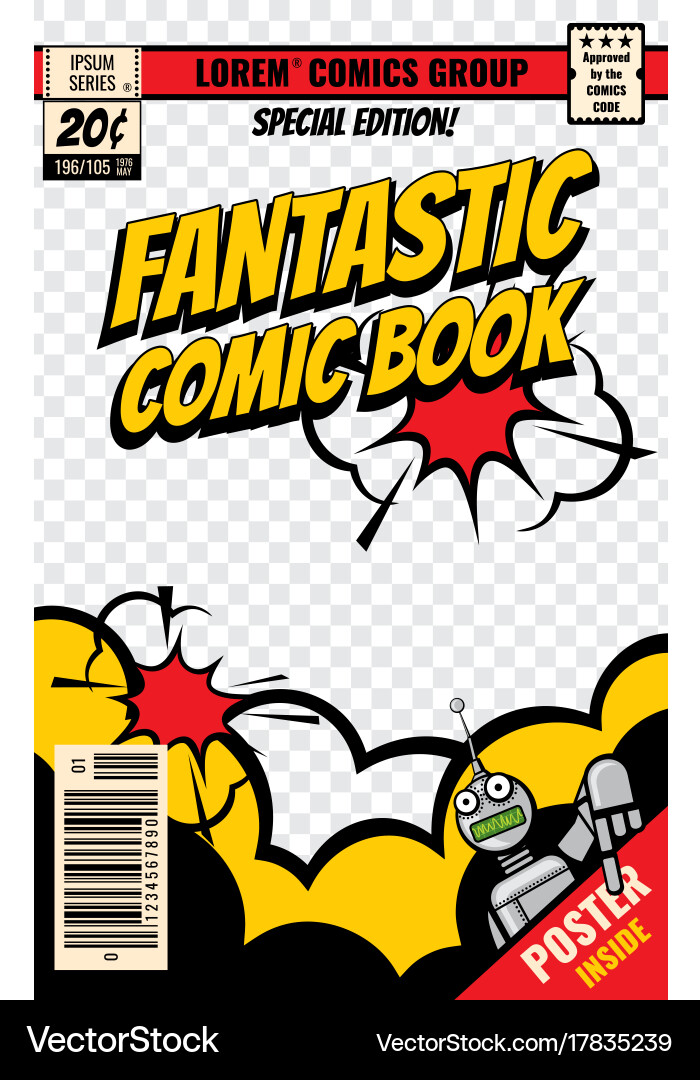 Comic book cover template Royalty Free Vector Image