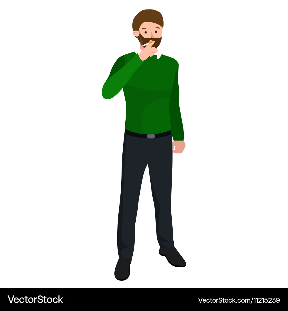 Funny cartoon office worker smoking cigarette Vector Image