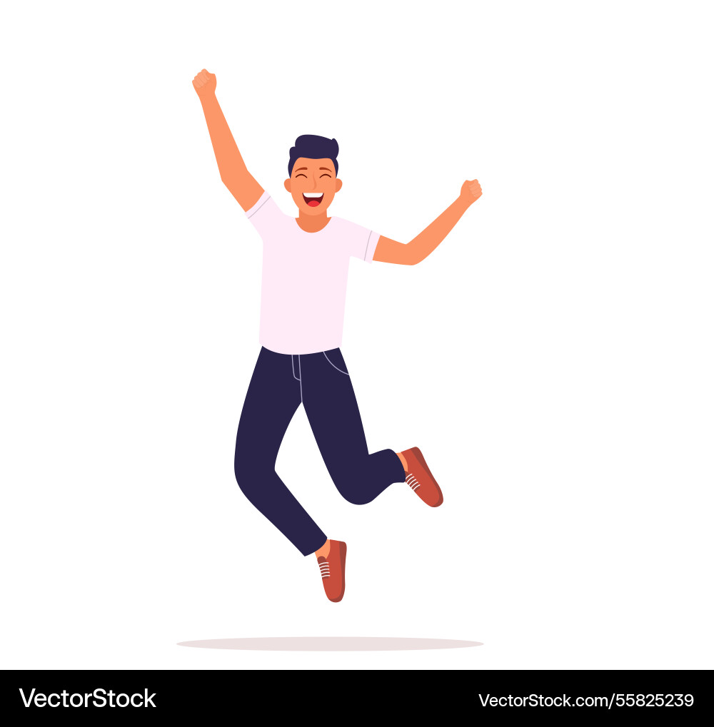 Happy Man Jumping in Joy Royalty Free Vector Image