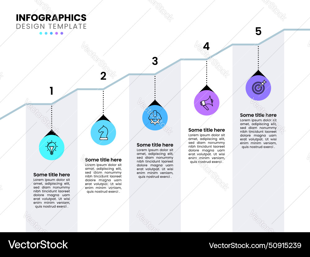Infographic template path with 5 steps and numbers