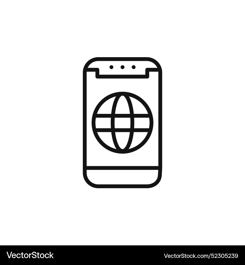 Mobile internet icon outline collection in black Vector Image