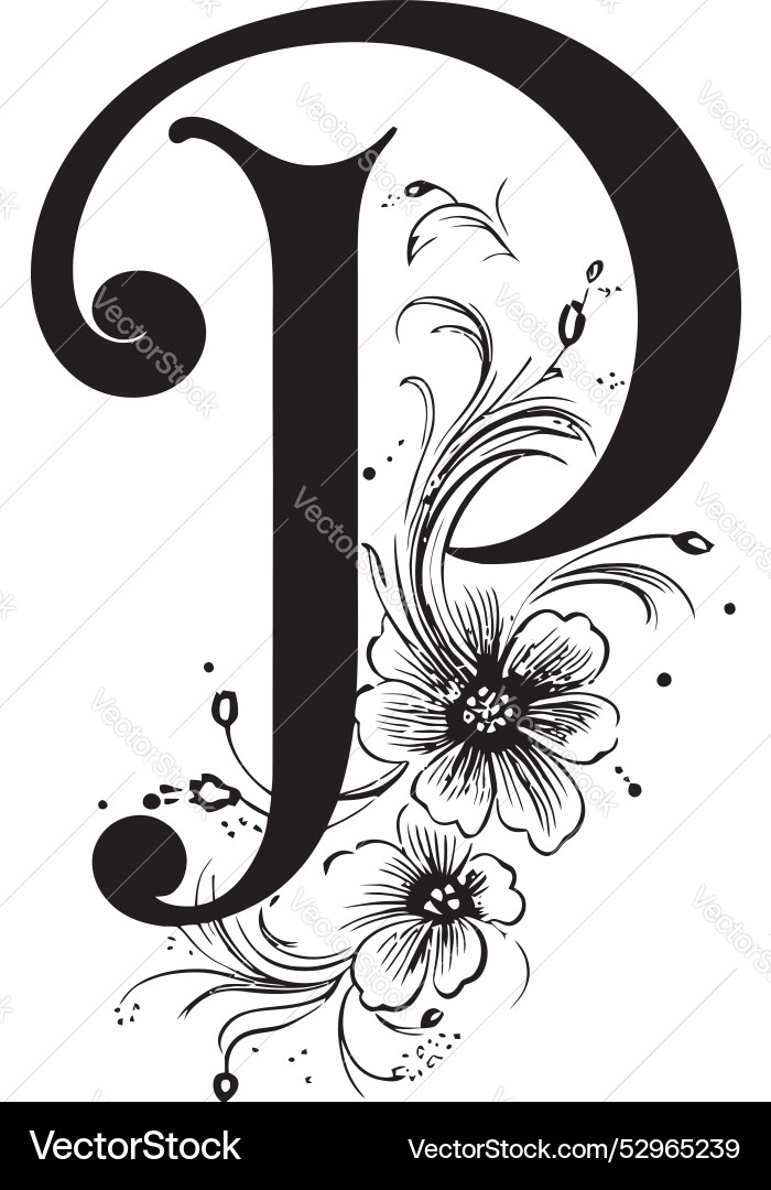 Pristine patterns ornate font p art pinnacle Vector Image