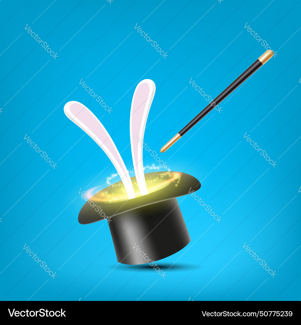 Rabbit ears stick out from a magic hat Royalty Free Vector