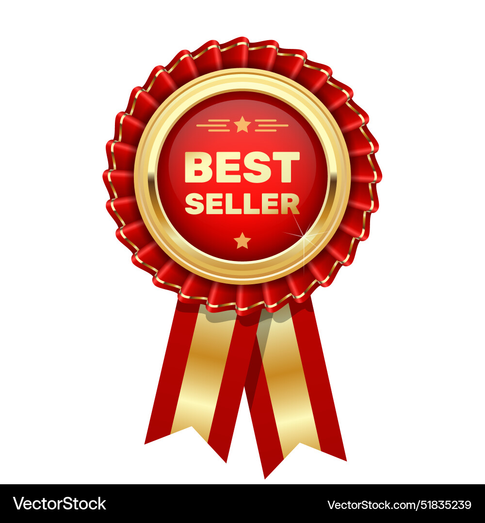 Red Best Seller Award Badge Royalty Free Vector Image
